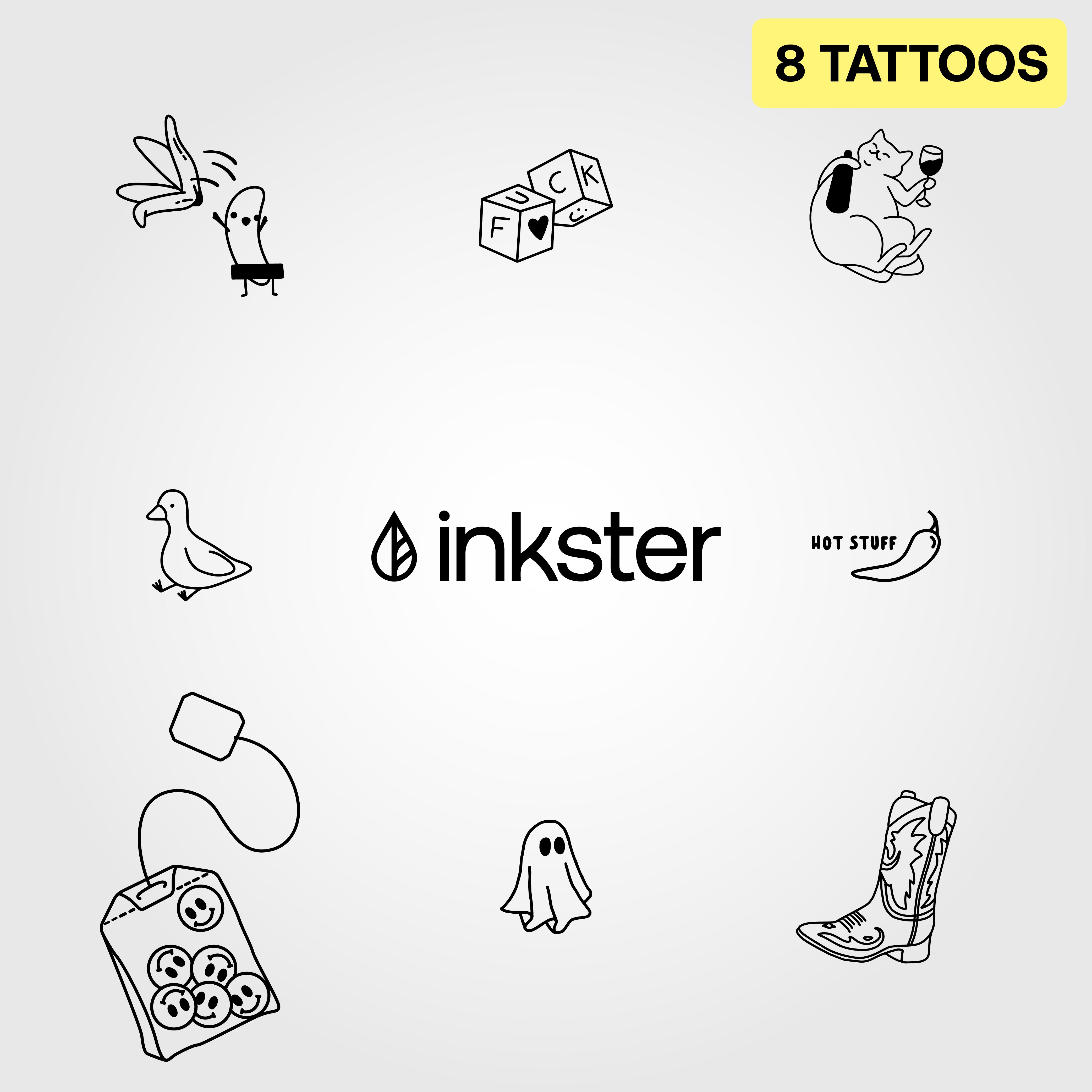 Fun Tattoos Bundle | Temporary Tattoo | Inkster