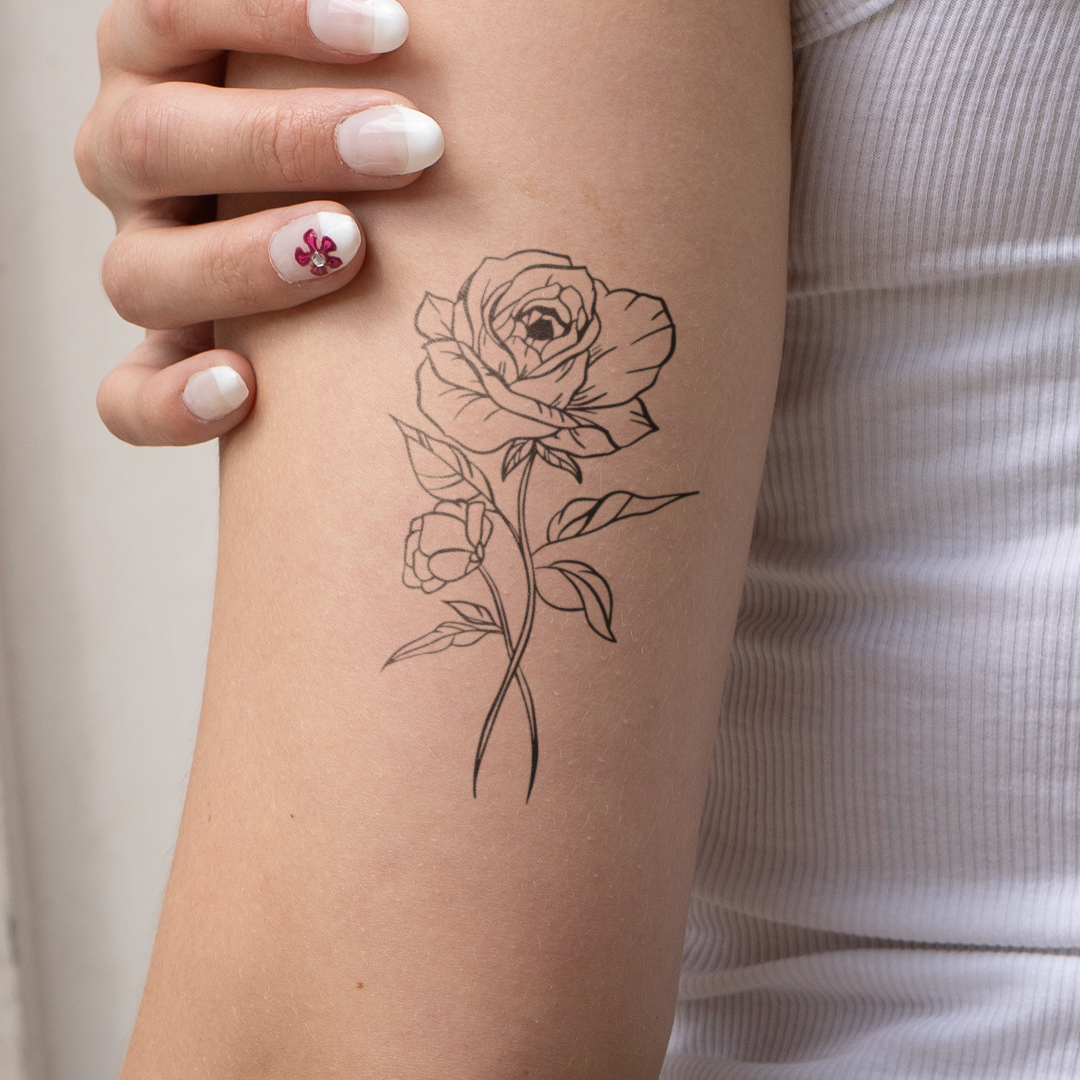 Birthflower June Rose Tattoo | 2 week temporary tattoo | Inkster