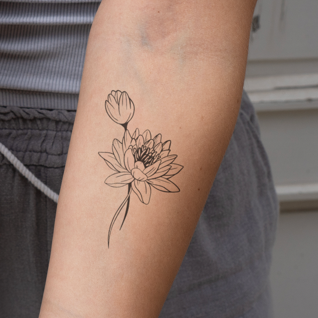 Birthflower July Lotus Tattoo | 2 week temporary tattoo | Inkster