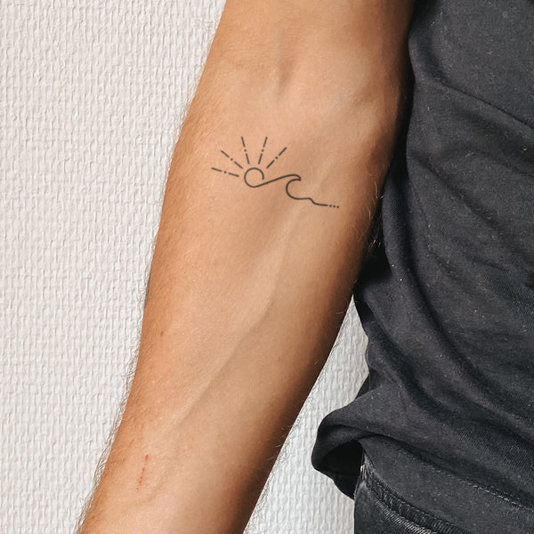 Wave Sun Tattoos Poster For Sale Mit "Minimalist Mountain Wave & Sun