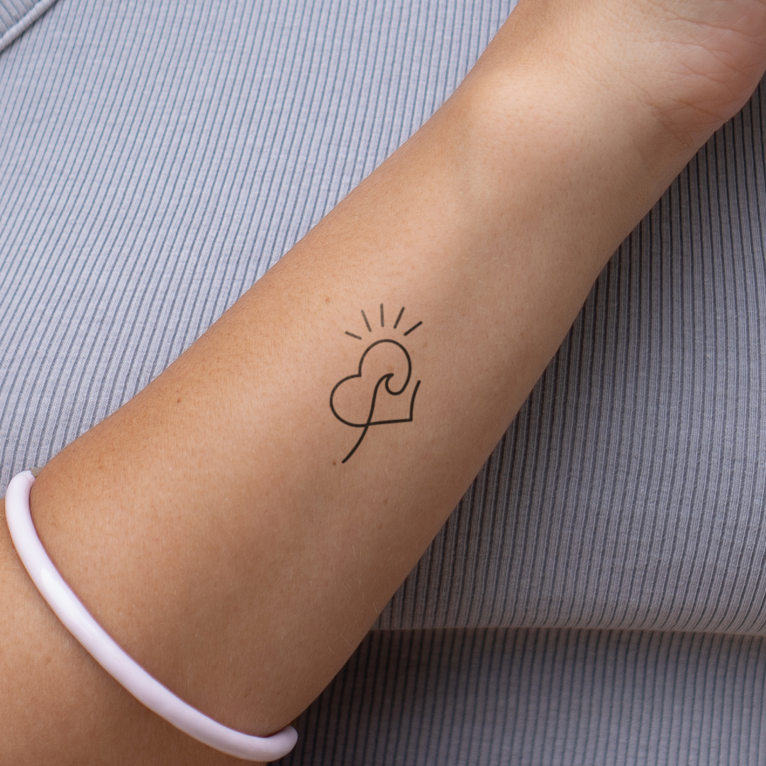 Wave Sun Heart Tattoo | 2 week temporary tattoo | Inkster