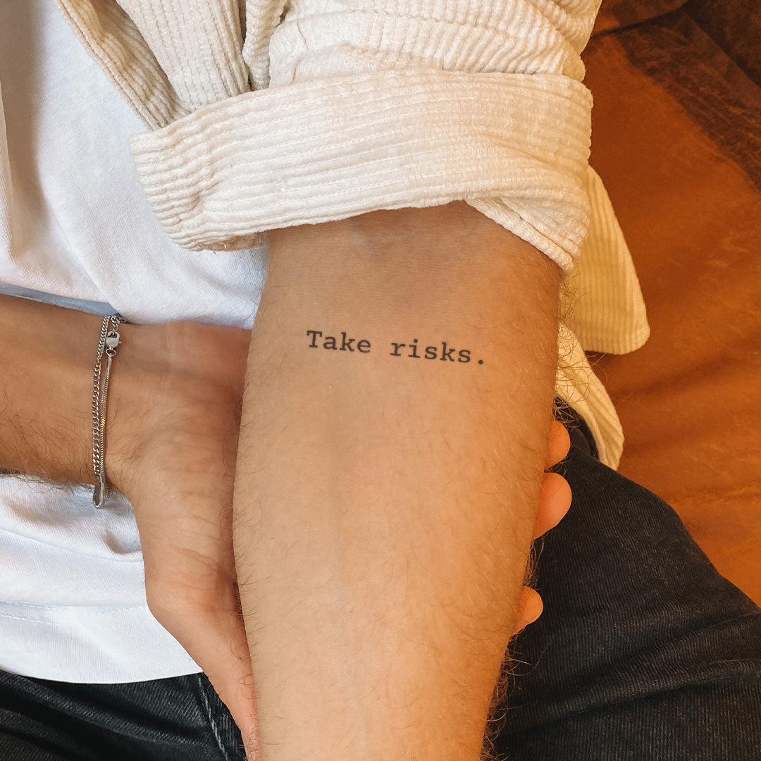 Take risks lettering | 2 Week Temporary Tattoo | inkster – Inkster