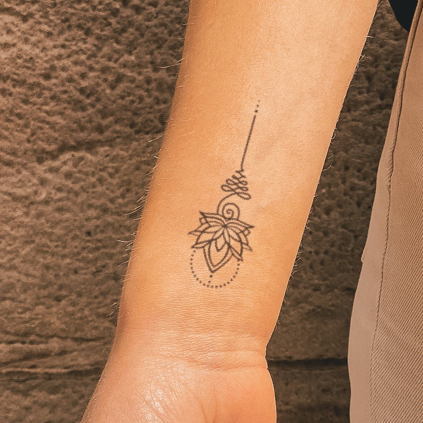 Lotus with extension | 2 Week Temporary Tattoo | inkster – Inkster